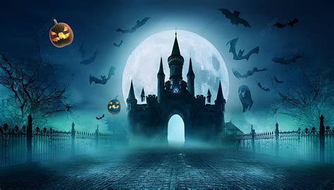보름달 아래 으스스한 성 성 할로윈 유령 같은 배경 일러스트 및 사진 무료 다운로드 Pngtree