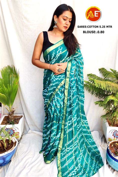 Cotton With Bandhani Printed Regular Wear Fancy Saree Collec
