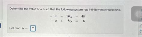 Solved Determine The Value Of H Such That The Following Chegg Com