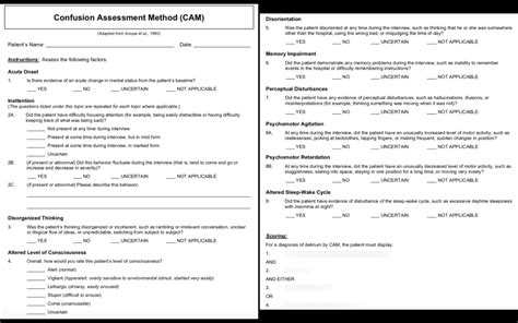 Diagram Of Appendices Confusion Assessment Method Cam Quizlet