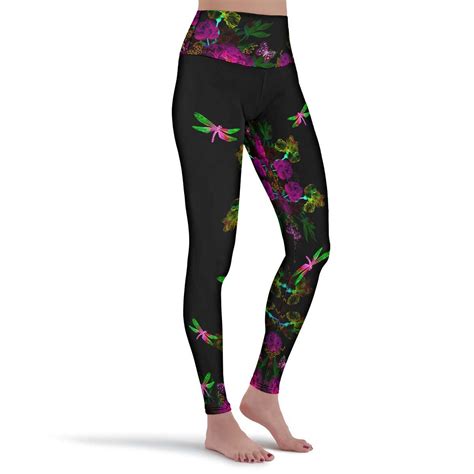 Flowers And Dragonfly Black Yes We Vibe