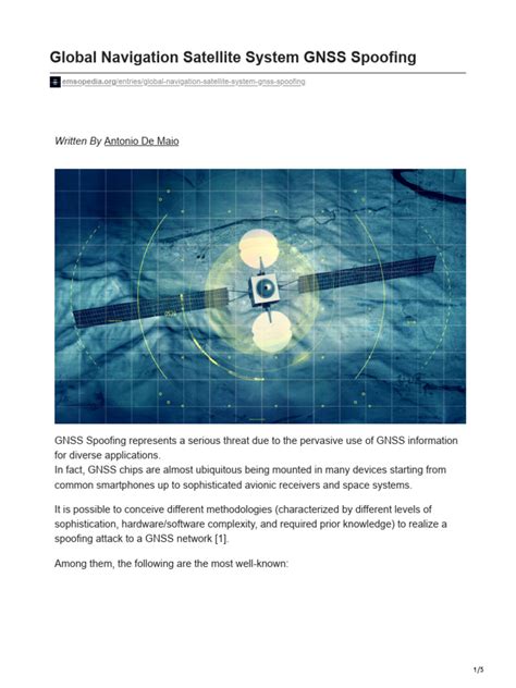 Global Navigation Satellite System Gnss Spoofing Pdf Global Positioning System Electronics