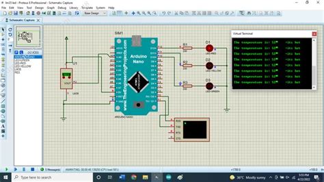 Temperature Indicator With LM Sensor In Proteus
