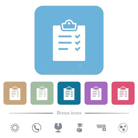 Task List Alternate Flat Icons On Color Rounded Square Backgrounds Stock Vector Illustration