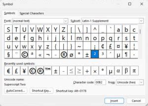 How to Insert the Symbol for Squared ² in Word La De Du