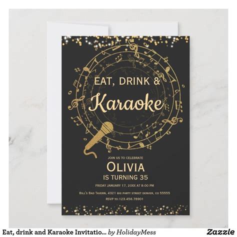 Eat Drink And Karaoke Invitation Karaoke Party Invitation Zazzle Karaoke Party Karaoke
