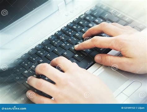 Hands Typing On Computer Keyboard At Office Stock Image Image Of Internet Hand 53189153