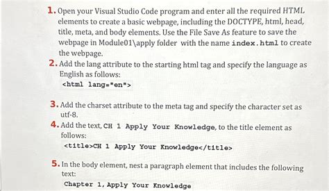 Solved Open Your Visual Studio Code Program And Enter All Chegg