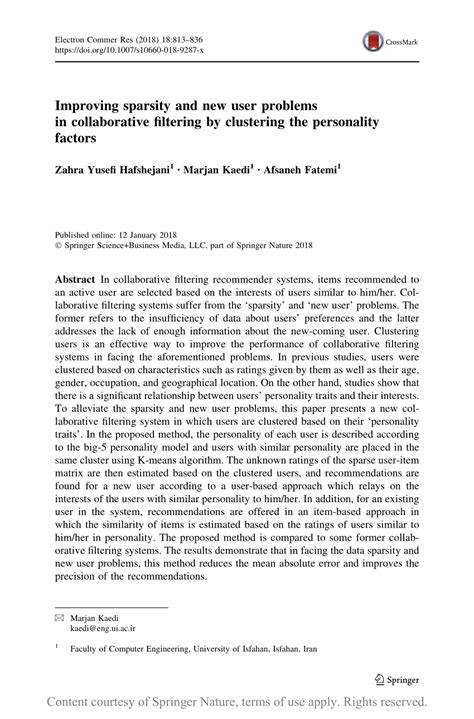 Improving Sparsity And New User Problems In Collaborative Filtering By