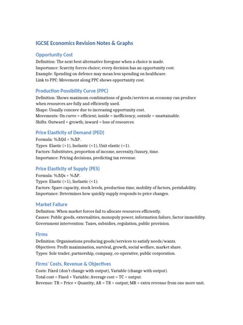 Igcse Economics Revision Notes With Questions Pdf Price Elasticity Of Demand Marketing