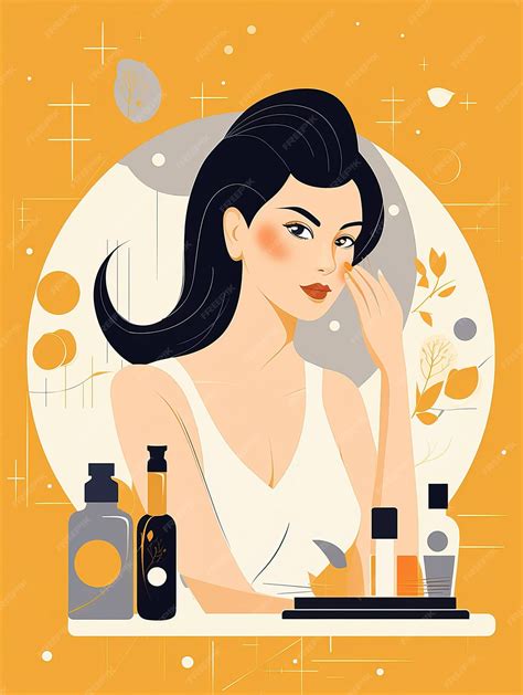Premium Ai Image Woman Skincare Routine Illustration