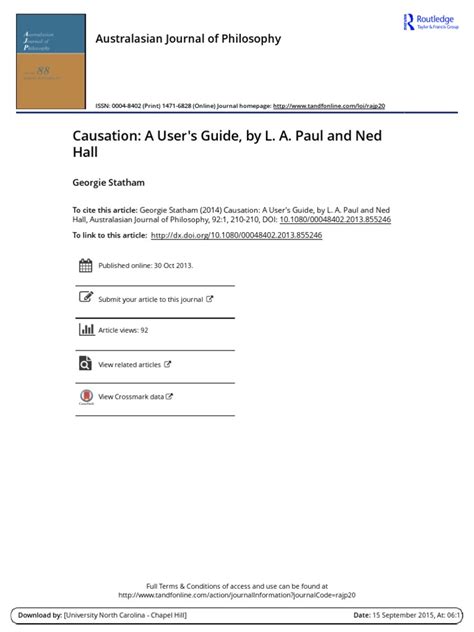 Causation Statham Review Pdf Causality Metaphysics