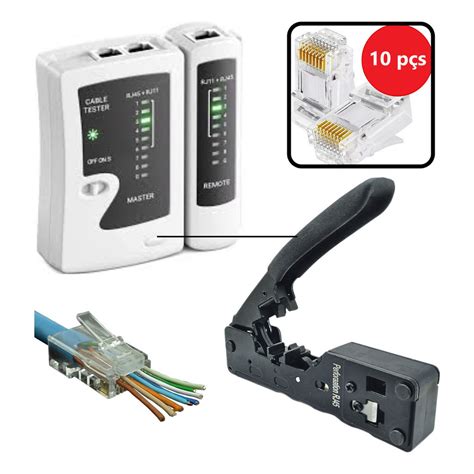 Kit Teste Cabo Rede Com Alicate Crimpar Rj45 Ez Shopee Brasil