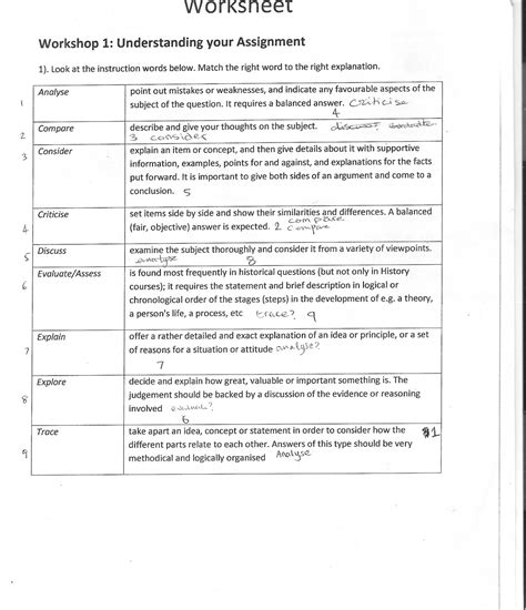 Study Support Worksheets Assignment Writing Part 1 Understanding Your