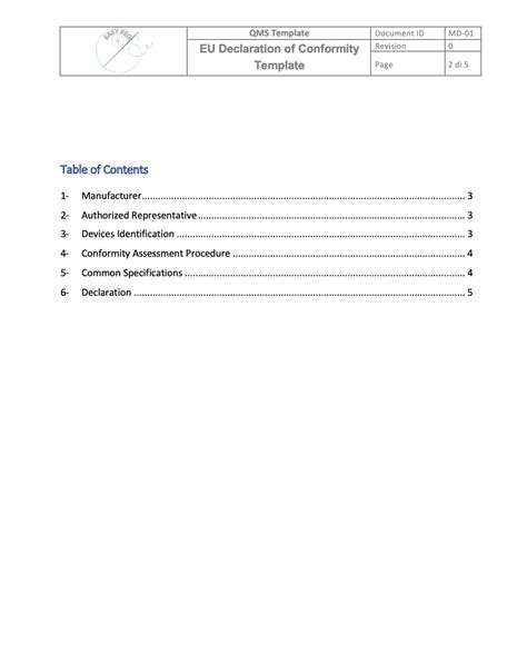 Declaration Of Conformity Template 4EasyReg