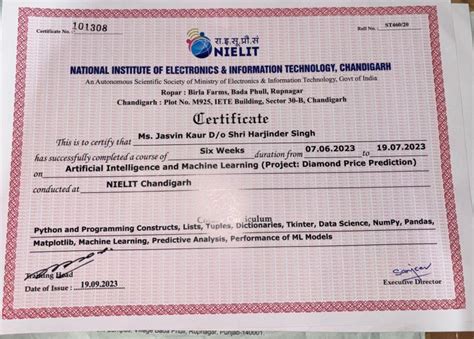 Jasvin Kaur On Linkedin Ai Machinelearning Datascience Nielit Diamondpriceprediction