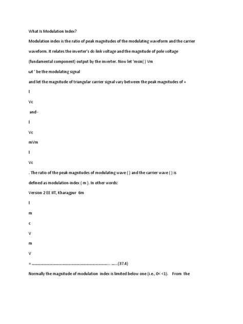 Modulation Index Pdf Power Inverter Modulation
