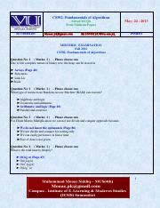 CS502 Midterm Solved Mcqs Pdf CS502 Fundamentals Of Algorithms Solved MCQS From Midterm