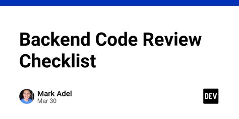 Backend Code Review Checklist Dev Community