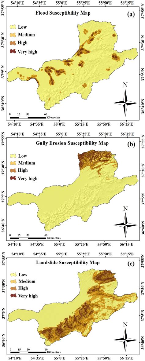 Susceptibility Mapping For A Floods B Gully Erosion C And Download Scientific Diagram