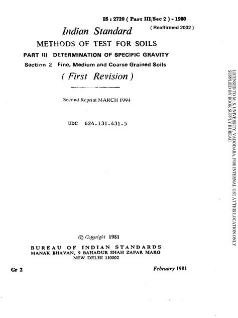 is 2720 3 2 determination of specific gravity fine medium and