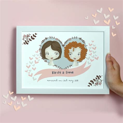 Personalised Illustrated Same Sex Couple Print For Women From