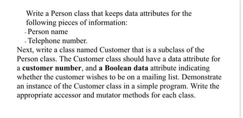 Solved Write A Person Class That Keeps Data Attributes For