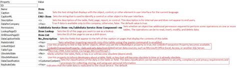 Dynamics 365 Business Central Dynamics Nav Table Description Table Properties Field