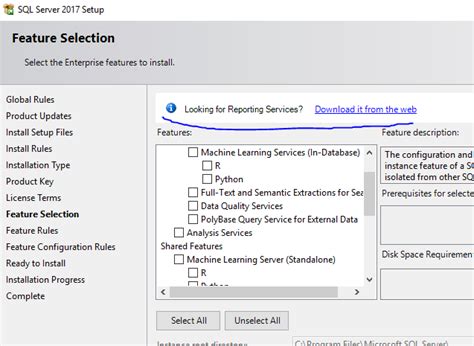 Cant Find Reporting Services In Sql Server 2017 Setup Stack Overflow