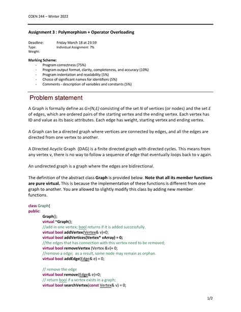 Assignment 3 Programming C Coen244 Example Part 1 To 8 Polymorphism