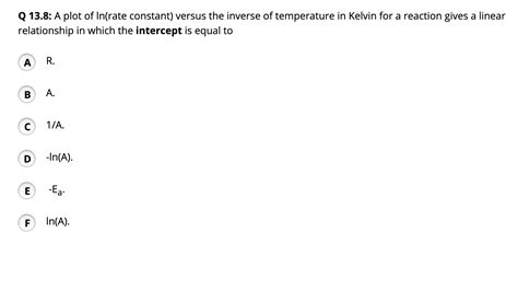 Solved Q 13 8 A Plot Of In Rate Constant Versus The Chegg Com