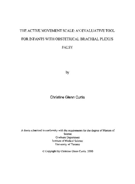 Pdf The Active Movement Scale An Evaluative Tool For Infants With Obstetrical Brachial Plexus