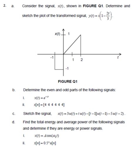 Solved A Consider The Signal X T Shown In FIGURE Chegg