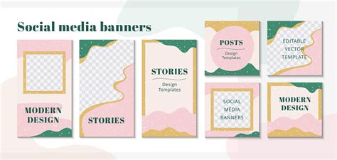 소셜 미디어 앱에 대한 추상적 인 디자인 배경 편집 가능한 배너 템플릿 집합입니다 블로그 나 상점에 대한 현대 이야기 모형 벡터 일러스트레이션 눈 냉동상태의 물에 대한 스톡