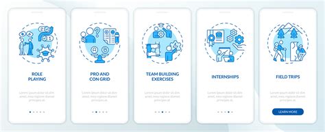 Experiential Learning Blue Onboarding Mobile App Screen Education Walkthrough Steps Editable