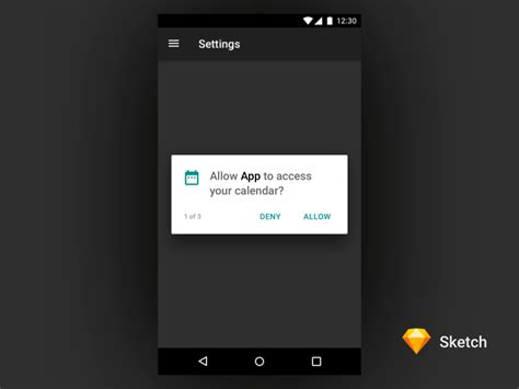 Android Permissions Sketch Template Sketch Mobile App Design