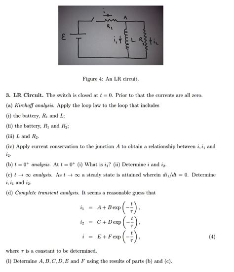 Figure An Lr Circuit Lr Circuit The Switch Is Closed At T Prior To That The Currents Are All