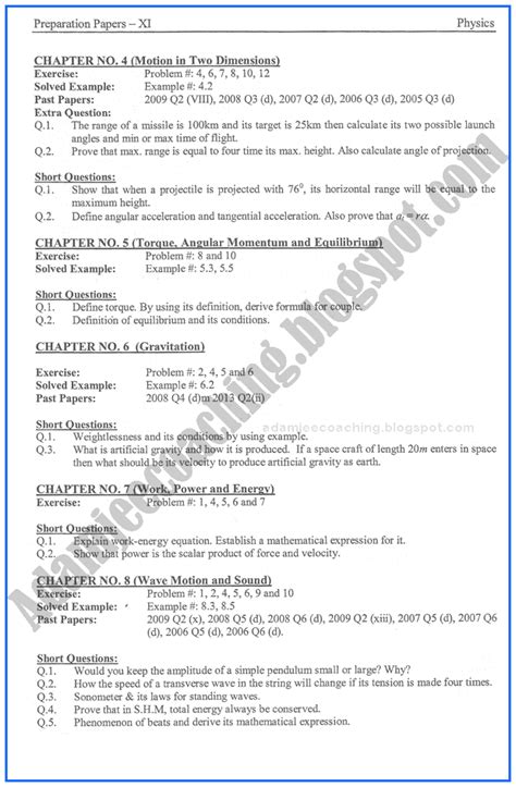 Adamjee Notes For All Subjects Physics 11th Adamjee Coaching Guess