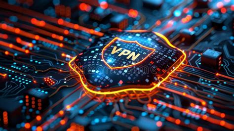 Digital Shield Representing Online Security With Vpn Technology Against A Circuit Board