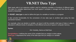 Keywords Identifiers And Data Type Of Vb Net