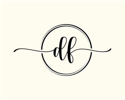 Initial Handwriting Df Circle Logo Illustration Df Letter Logo Design With Black Circle