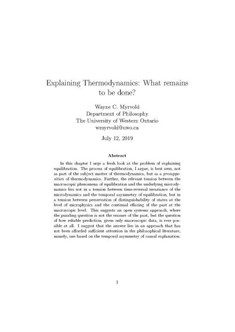 Explaining Thermodynamics Revised V2