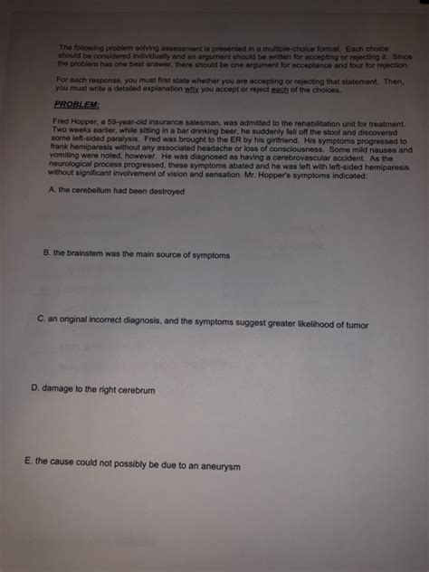 Solved The Following Problem Solving Assessment Is Presented