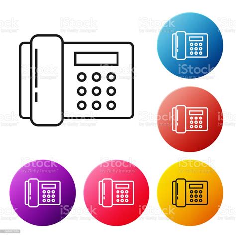 흰색 배경에 격리 된 검은 선 전화 아이콘입니다 유선 전화 아이콘 다채로운 원 버튼을 설정합니다 벡터 일러스트레이션 0명에 대한 스톡 벡터 아트 및 기타 이미지 Istock