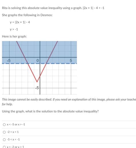 [ANSWERED] Rita is solving this absolute value inequality using a graph - Kunduz