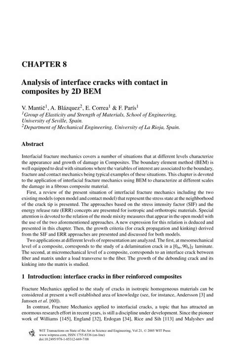 pdf chapter 8 analysis of interface cracks with contact in