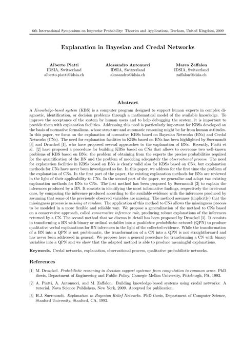 Pdf Explanation In Bayesian And Credal Networks