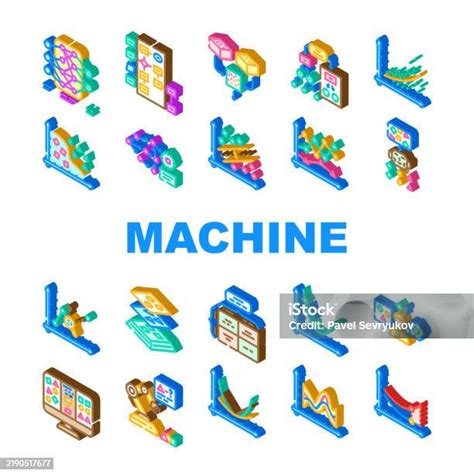 machine learning algorithm model icons set vector stock illustration download image now