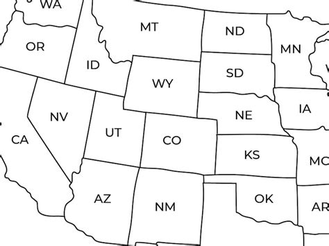 Us Map With State Names Printable Map Of The Usa United States Showing States Etsy Australia