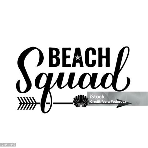해변 분대 서예 손 글씨 재미있는 여름 인용문 타이포그래피 포스터 배너 스티커 전단지 셔츠 디자인 등을 위한 벡터 템플릿 개념에 대한 스톡 벡터 아트 및 기타 이미지